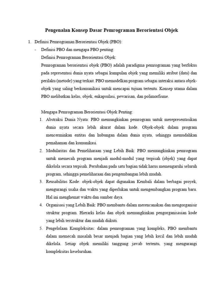 Materi 2 (Pengenalan Konsep Dasar OOP) | PDF