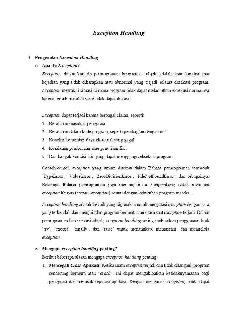 Materi 5 (Exception Handling) | PDF
