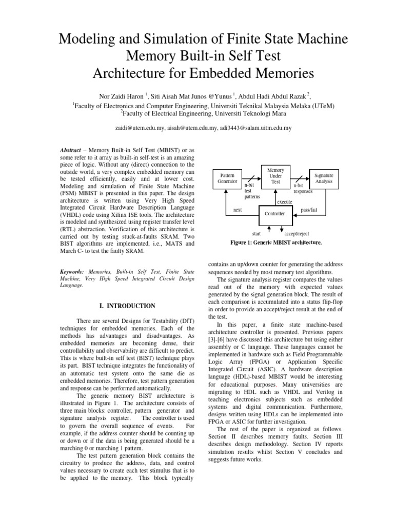 Modeling And Simulation Of Finite State Machine Me Pdf Hardware Description Language Vhdl