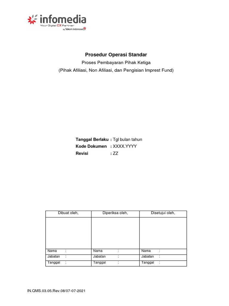 Draft SOP Proses Pembayaran Pihak Ketiga - Rev.03 | PDF