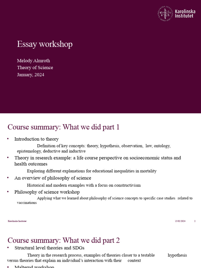 Essay Workshop Presentation | PDF | Theory | Philosophy Of Science
