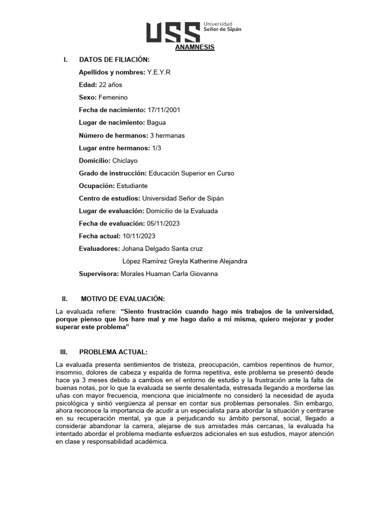 Paf Diagnostico Greyla Katherine | PDF | Ansiedad | Estrés (biología)