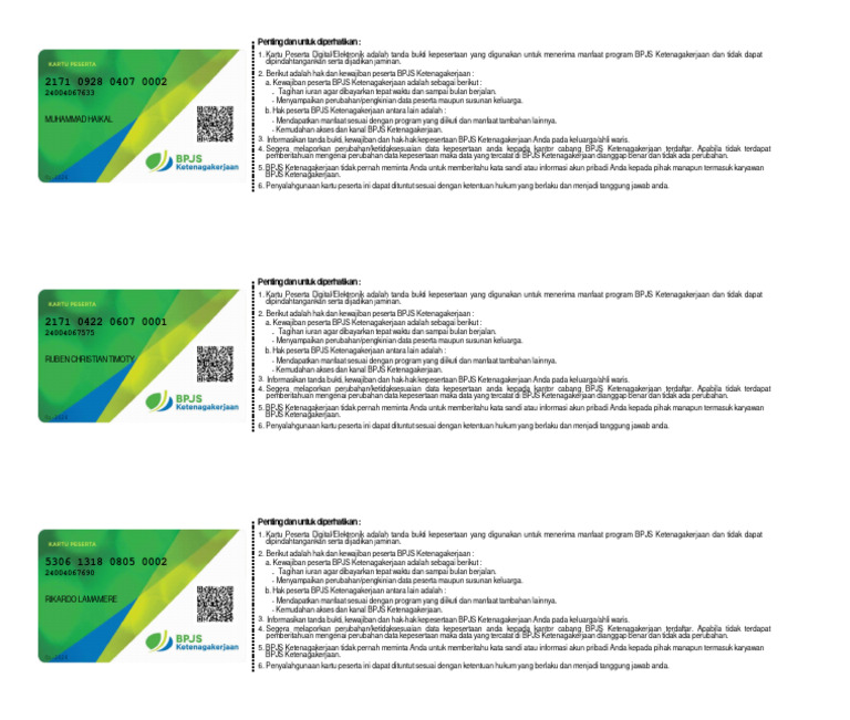 Kartu Digital - NPW 24009607 | PDF
