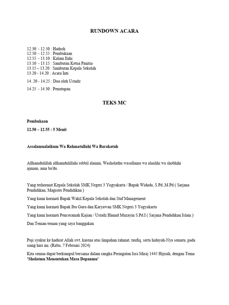 RUNDOWN ACARA (1) (Recovered) | PDF