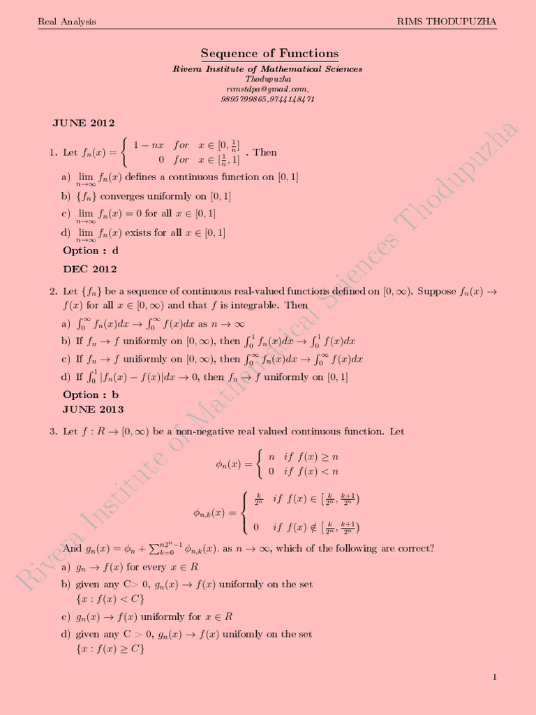 Sequence of Functions | PDF | Sequence | Real Analysis