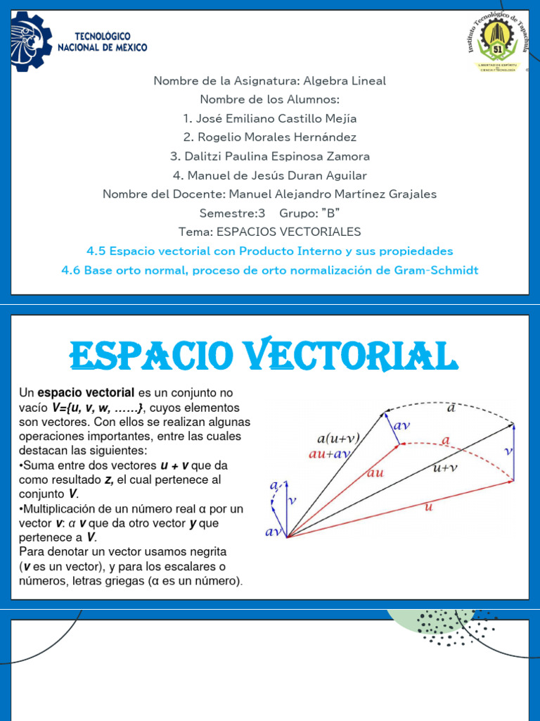 ESPACIOS VECTORIALES | PDF | Espacio vectorial | Vector Euclidiano
