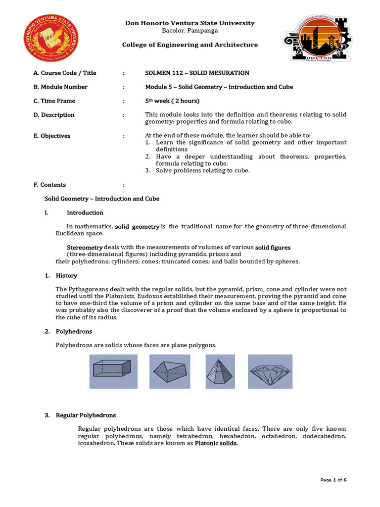 SOLMEN 112 - Module 5-Cube | PDF | Geometry | Polytopes
