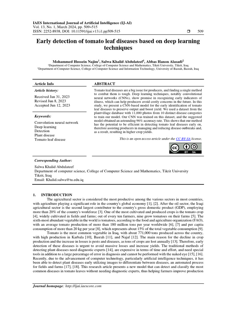 Early Detection of Tomato Leaf Diseases Based On Deep Learning ... Early Detection of Tomato Leaf Diseases Based On Deep Learning ...