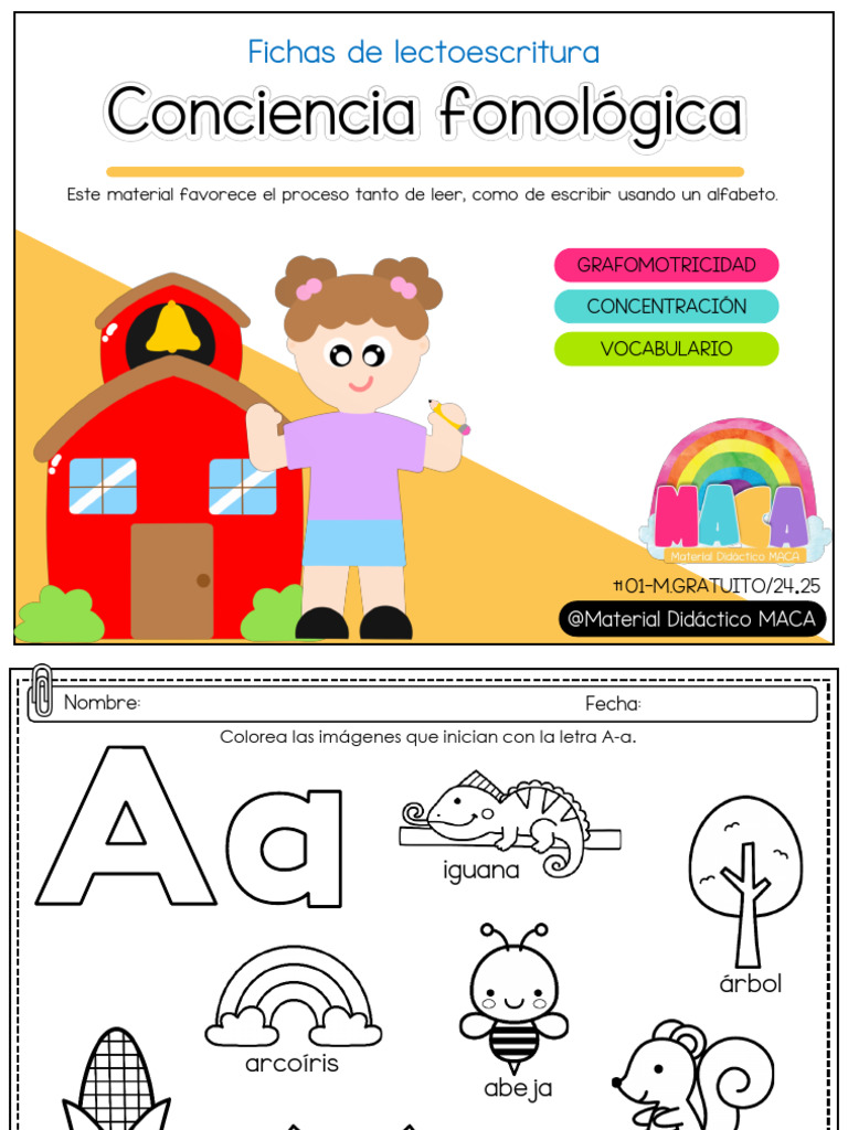 FICHAS CONCIENCIA FONOLÓGICA Material Gratuito MD MACA | PDF