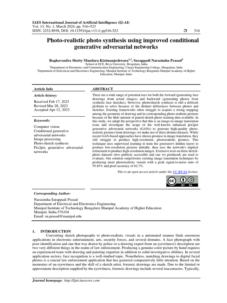 Photo Realistic Photo Synthesis Using Improved Conditional Generative Adversarial Networks Pdf