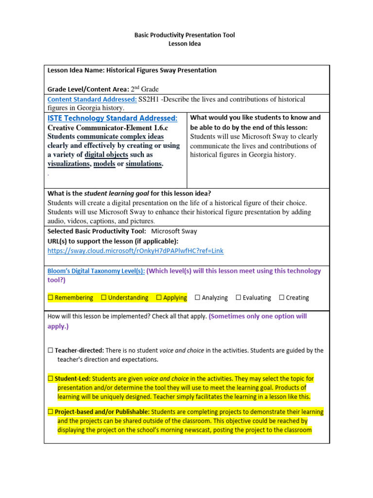 Basic Productivity Presentation Tool Lesson Idea | PDF | Project Based ...