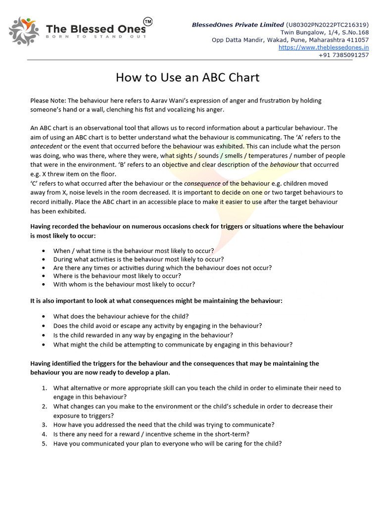 ABC Chart With Guidance | PDF | Behavior | Psychological Concepts