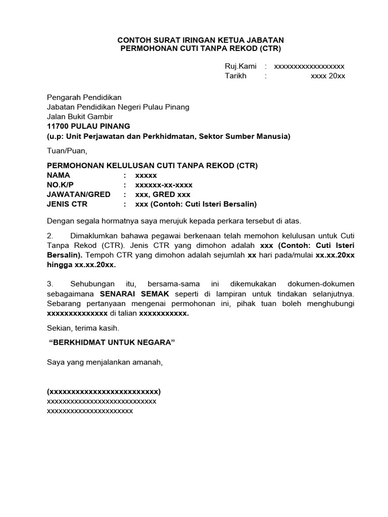 Format Surat Iringan CTR | PDF