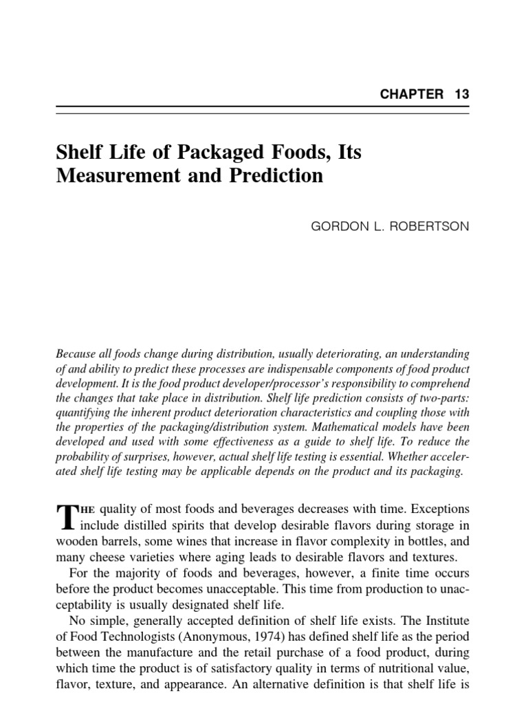 Shelf Life of Package Foods | PDF | Shelf Life | Gases