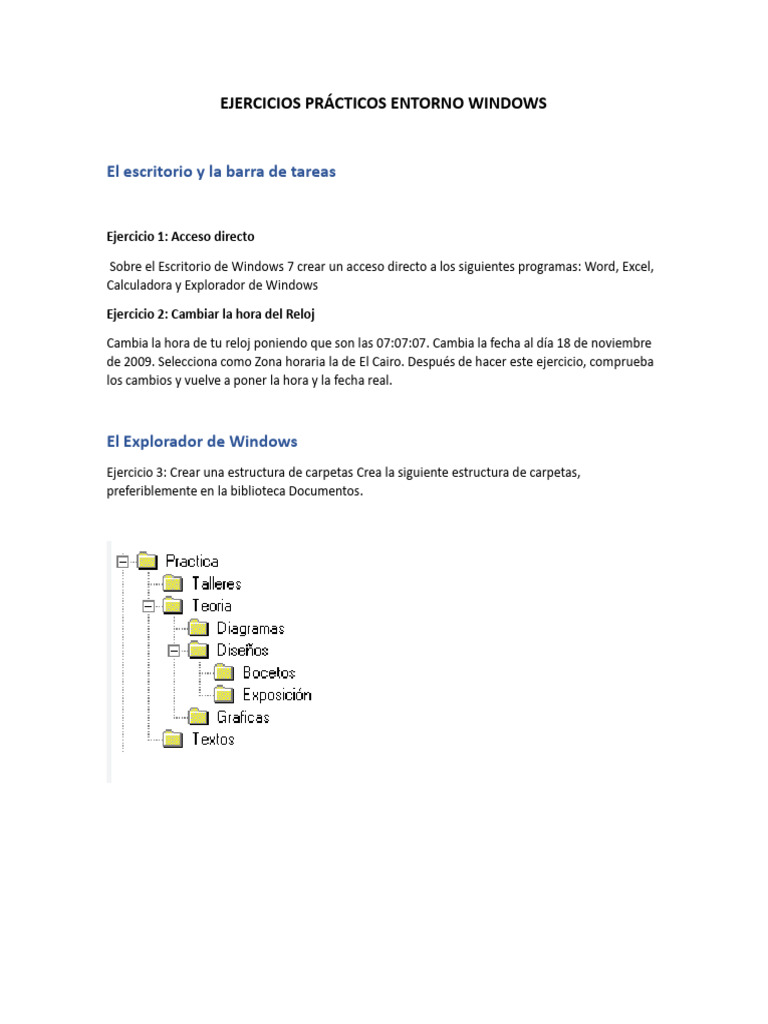 Ejercicios Prácticos Entorno Windows | PDF | Ventana (informática) | Informática