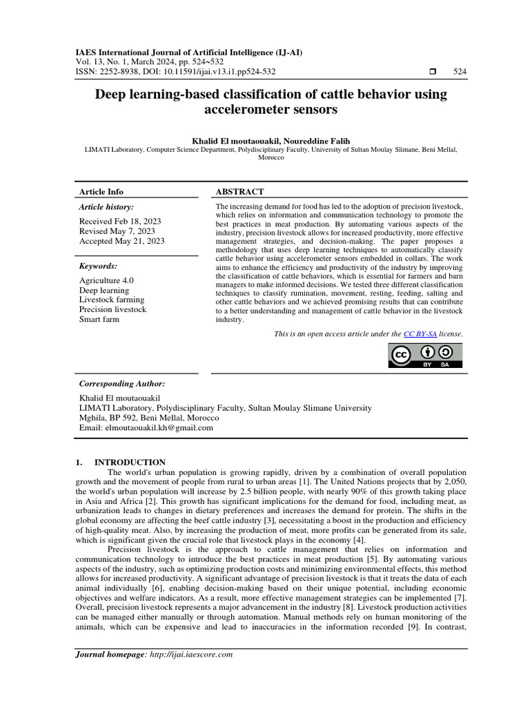 Deep Learning-Based Classification of Cattle Behavior Using ... Deep Learning-Based Classification of Cattle Behavior Using ...
