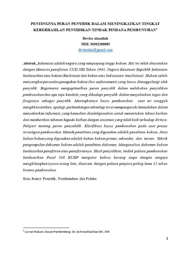 Jurnal Hukum Acara Pidana Devita Alzazilah | PDF