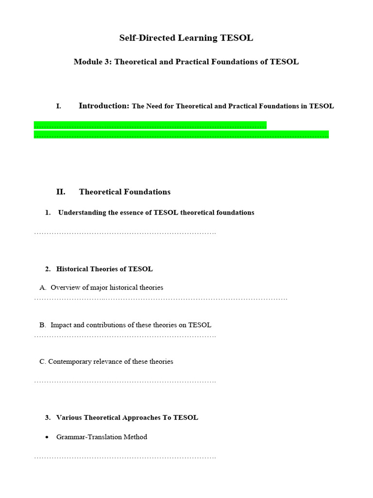 Module 3 - Theoretical and Practical Foundations of TESOL | PDF ...