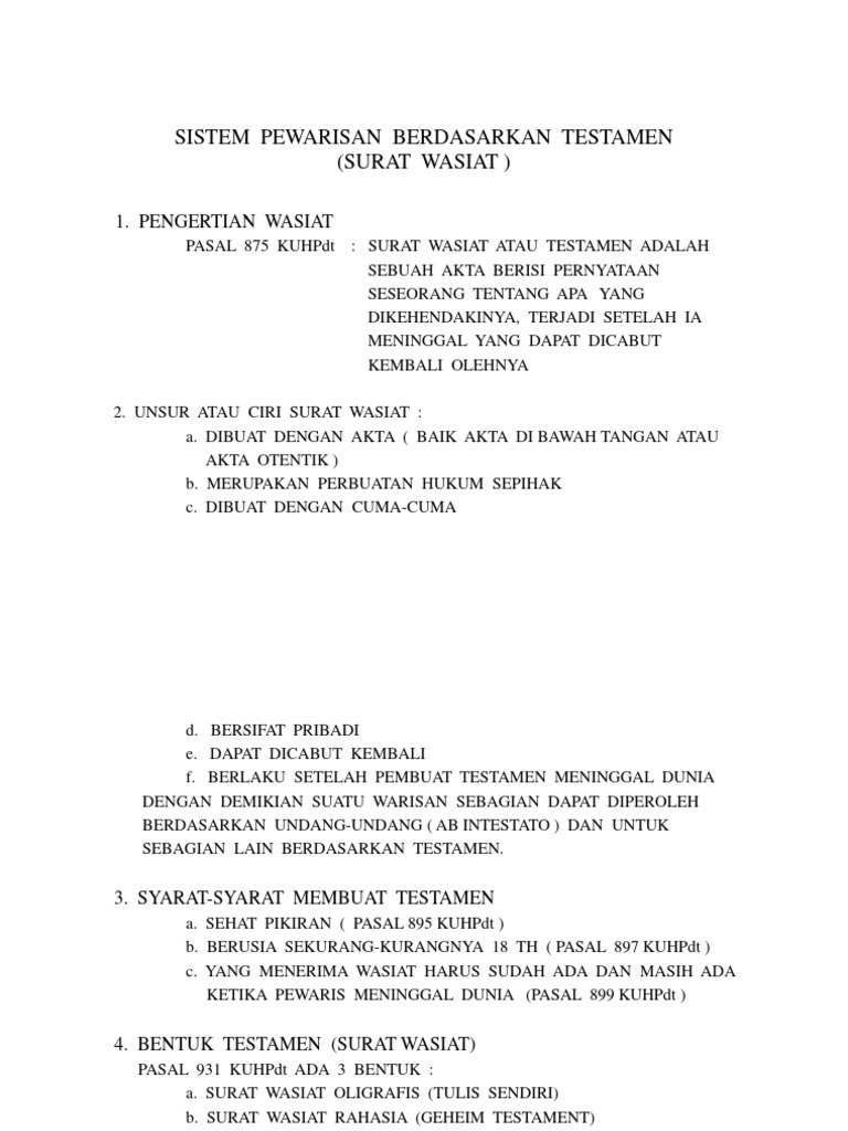 HK Waris Barat (6-Wasiat) | PDF