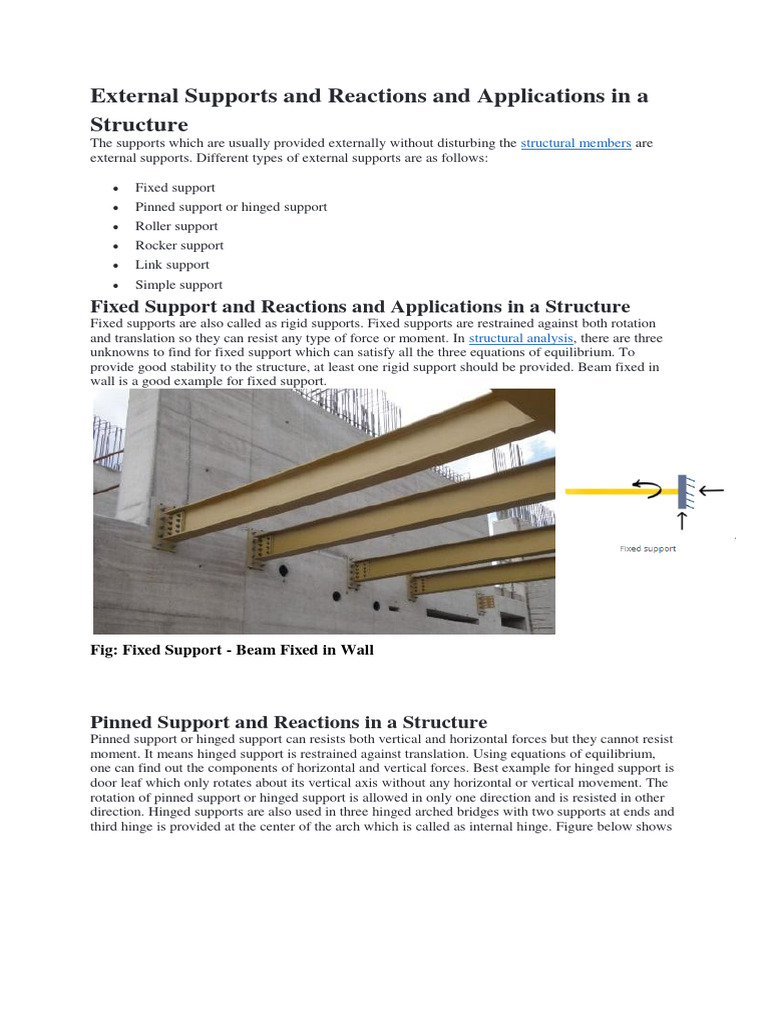 External Supports and Reactions and Applications in A Structure | PDF ...