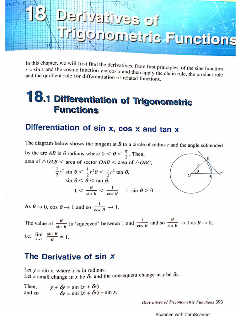 Chapter 18 Derivatives Of Trigonometric Functions Pdf