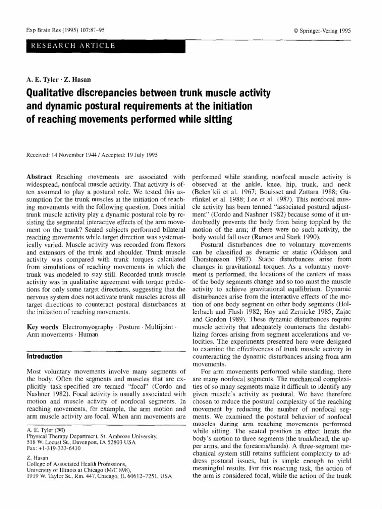 Qualitative Discrepancies Between Trunk Muscle Activity and Dynamic ...