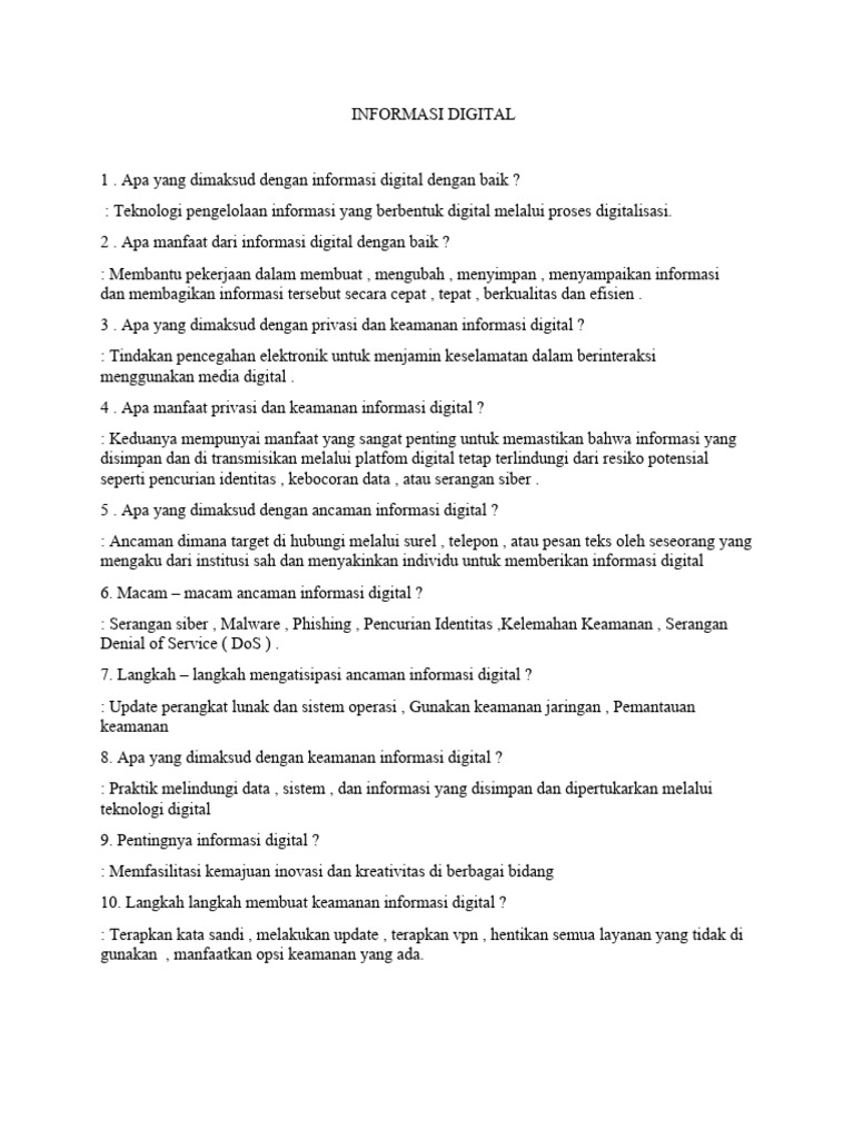Pengertian dan Pentingnya Informasi Digital | PDF