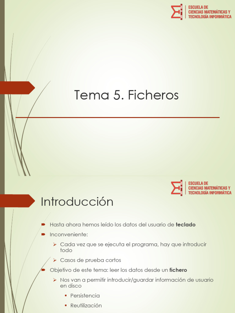 Tema5_Ficheros | PDF | Archivo de computadora | Python (lenguaje de programación)