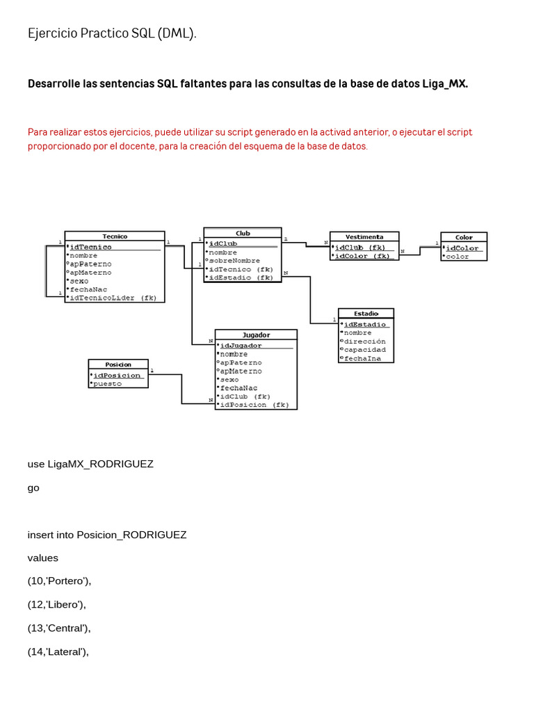 Ejercicio Practico SQL DML-Consultas Liga M | PDF | SQL | Paradigmas de programación