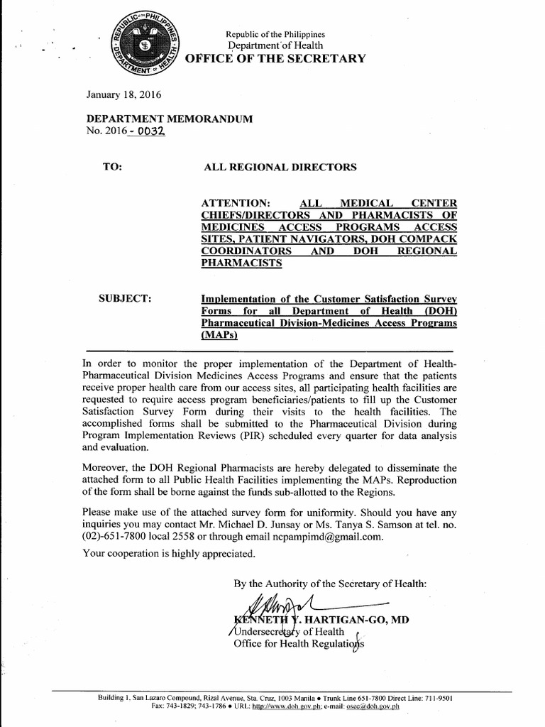 DOH Customer Satisfaction Survey Implementation | PDF | Public Services ...