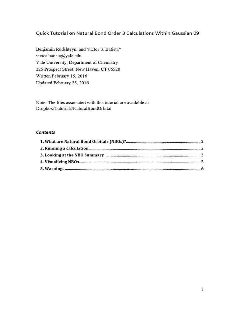 Tutorial NBO | PDF | Molecular Orbital | Chemical Bond