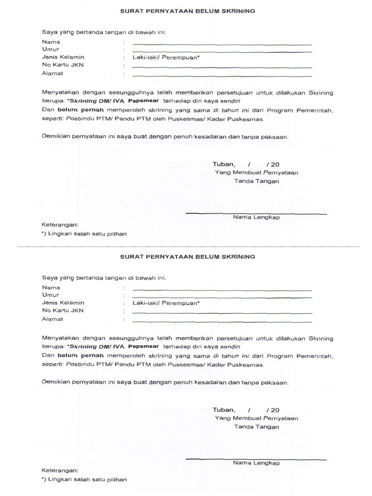 Form Pengantar Pemeriksaan Pap Smear | PDF