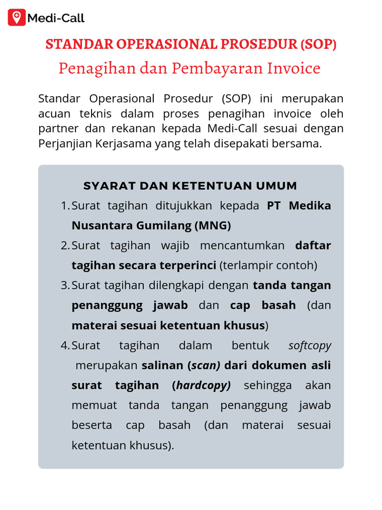 SOP Penagihan dan Pembayaran (sample invoice) | PDF