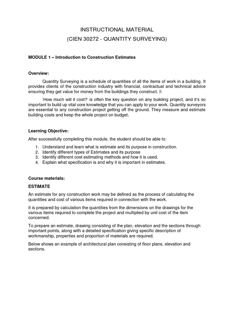 Quantity Surveying - IM | PDF | Concrete | Specification (Technical Standard)