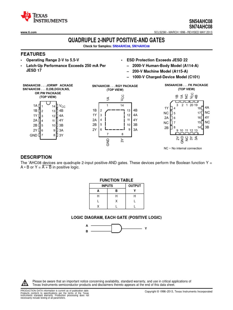 Sn7408 and Gate | PDF | Electrical Engineering | Electronics