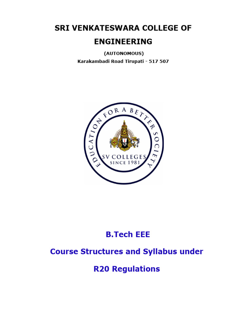 AUTONOMOUS B.Tech EEE R20 Course Structure | PDF | Electrical Engineering | Electrical Grid