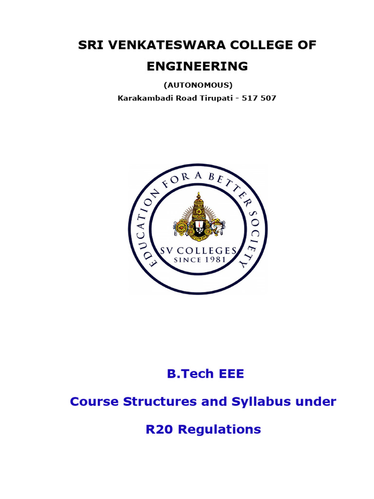 SVCE EEE DEPT R20 Complete Course Structure Syllabus | PDF | Diffraction | Optics