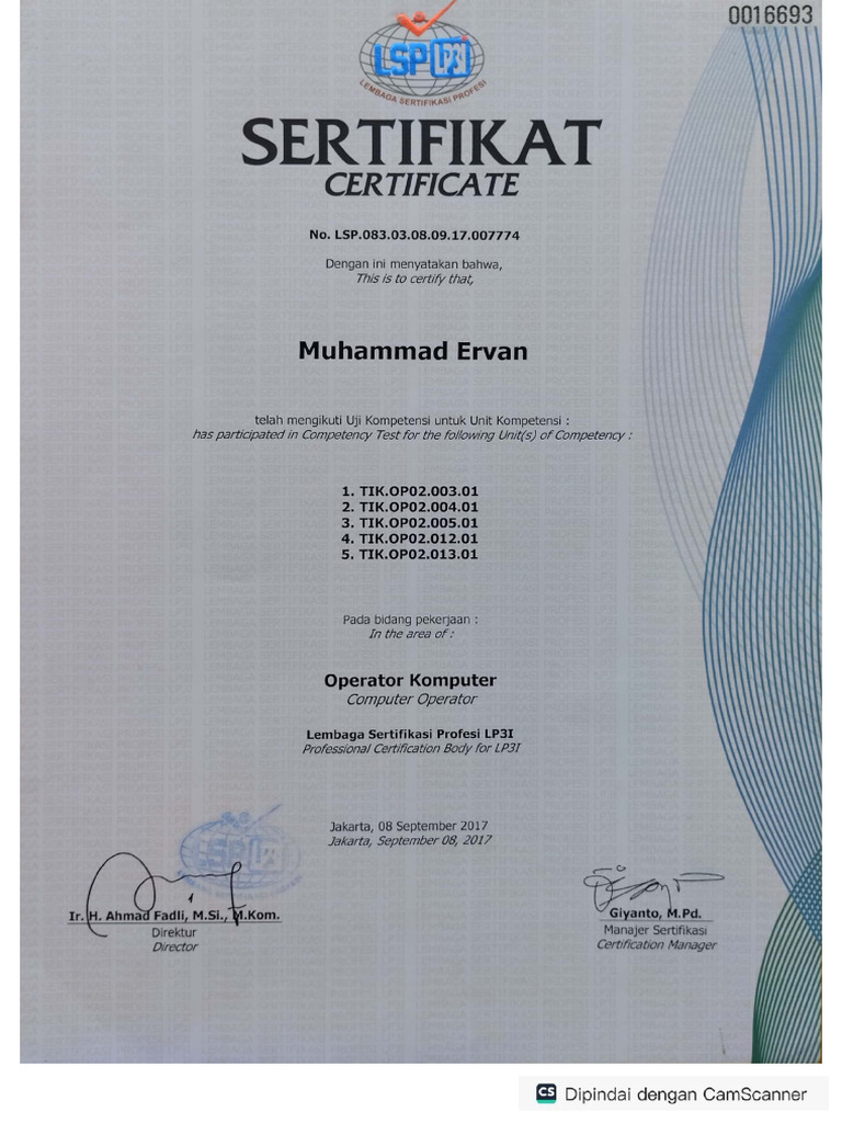 Sertifikat Uji Kom | PDF