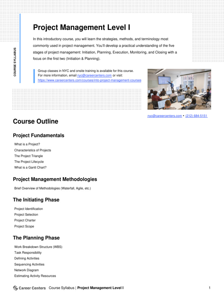 Project Management Level I Syllabus | PDF