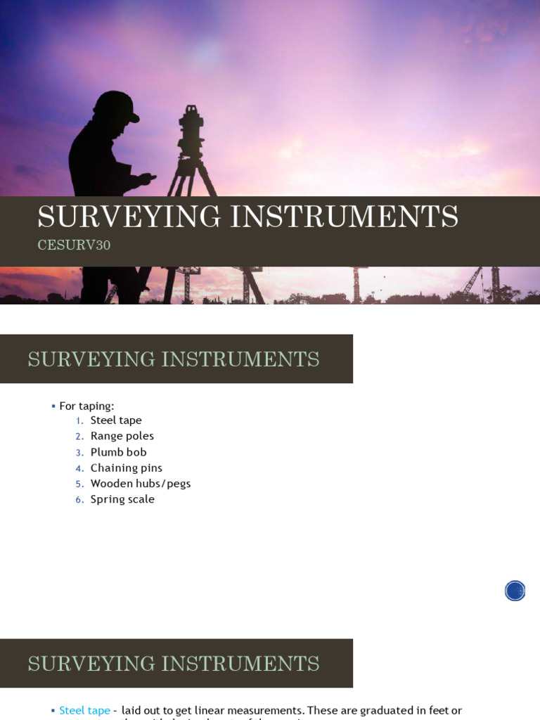 LEC2 Surveying-Instruments | PDF | Surveying | Tools