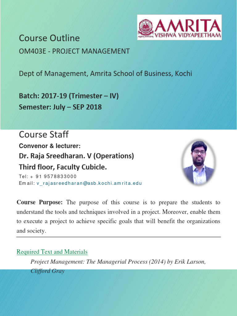 MBA Project Management Course Outline | PDF | Project Management ...