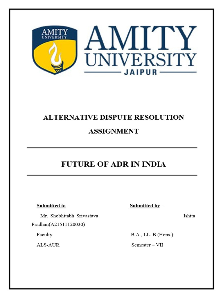 ADR Assignment | Download Free PDF | Alternative Dispute Resolution | Mediation