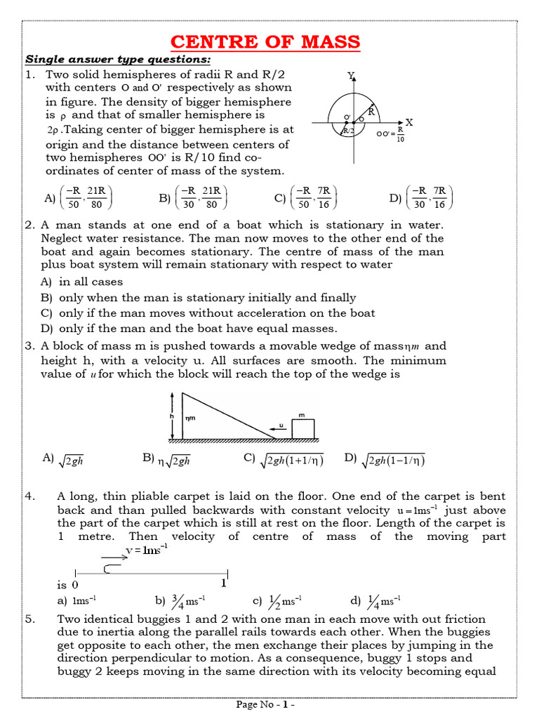 Centre of Mass | PDF | Circle | Mass