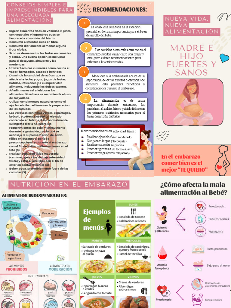 Folleto Tríptico Clinica Embarazadas Bienestar Minimalista Organica Rosa | PDF | Alimentos | El ...