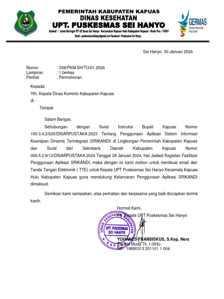 Surat Permohonan TTD Elektronik | PDF