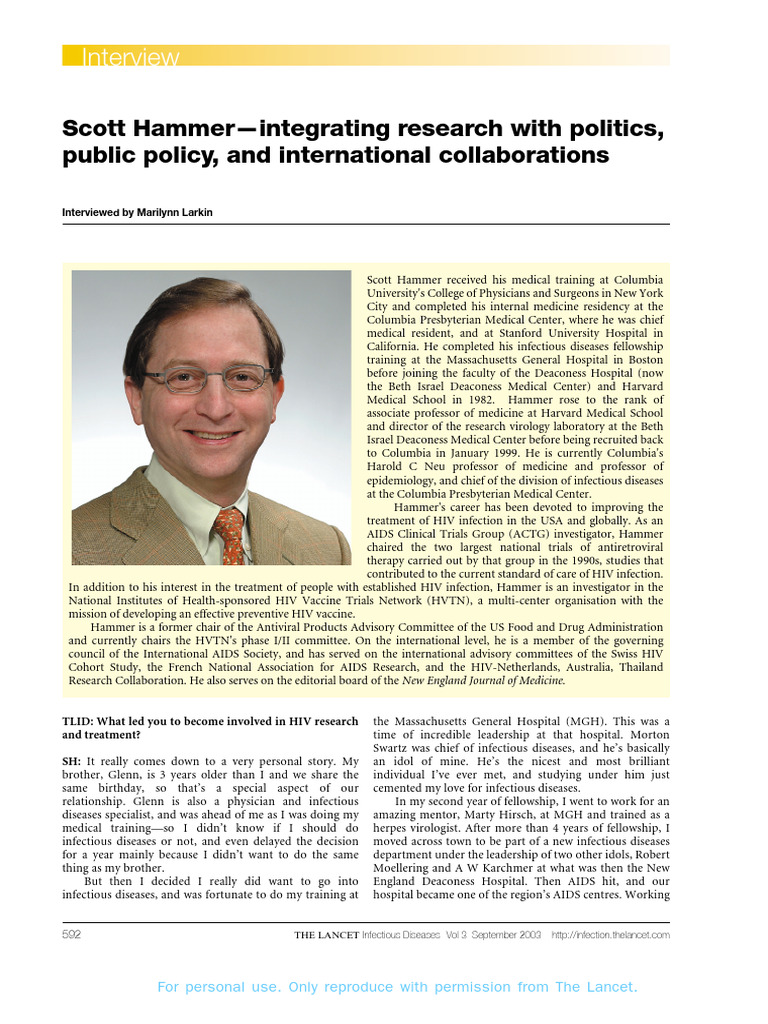 Scott Hammer— Integrating Research With Poli | PDF | Hiv/Aids ...