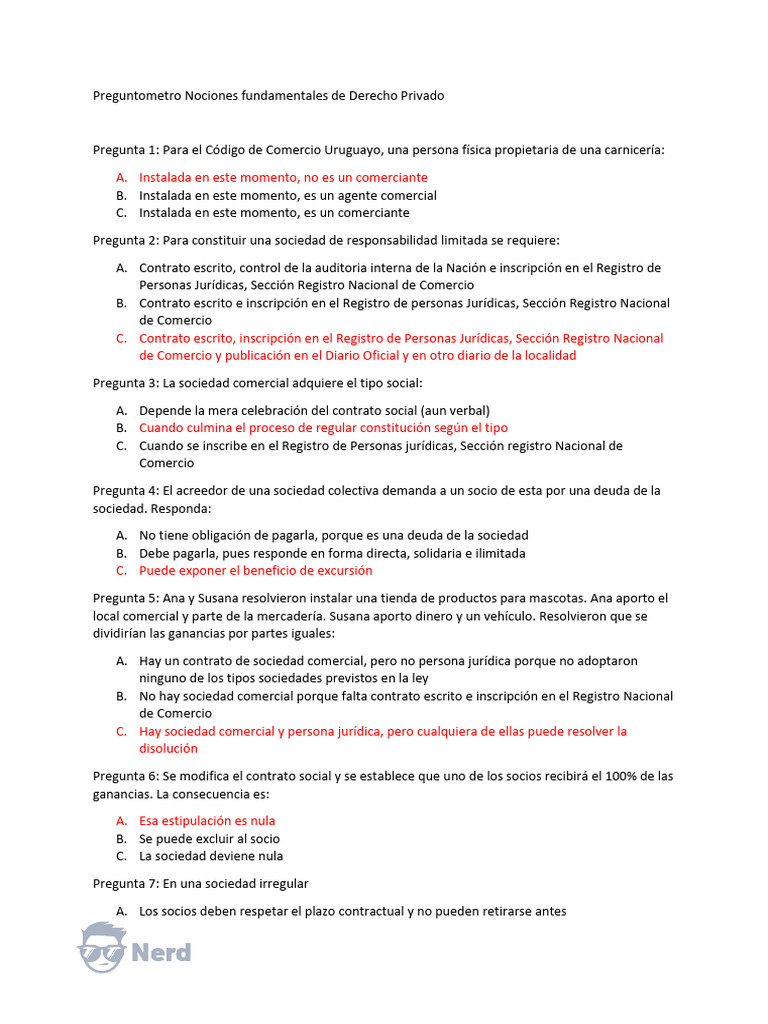 Preguntometro de Nociones de Derecho Privado Con Respuestas 2 ...
