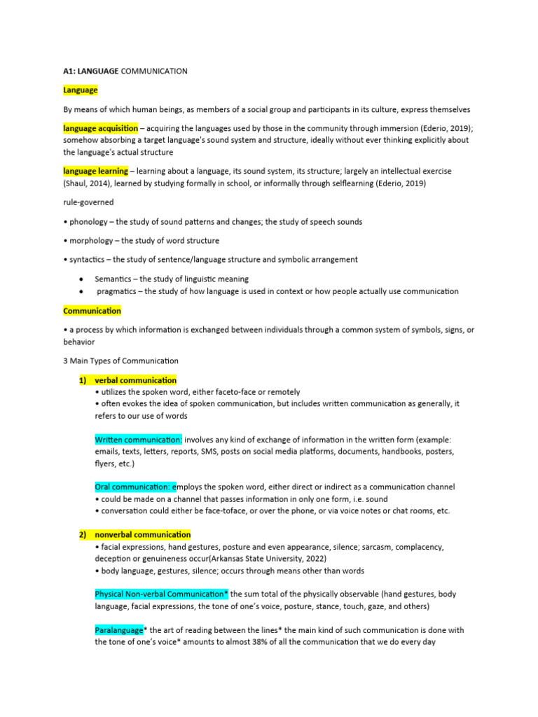 Speech Notes | PDF | Communication | Nonverbal Communication