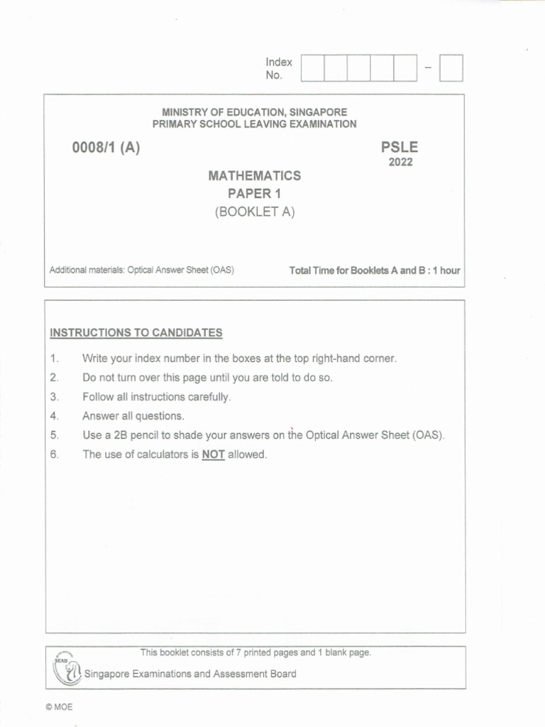 Psle 2022 Paper 1 | PDF