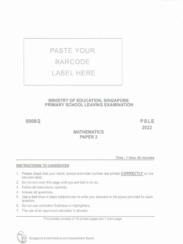 Psle 2022 Paper 2 | PDF